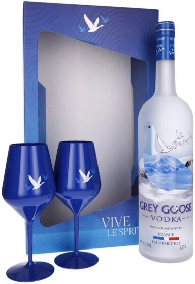 Grey Goose Vodka Magnum Gift Set 1.75 litre with 2 Glasses